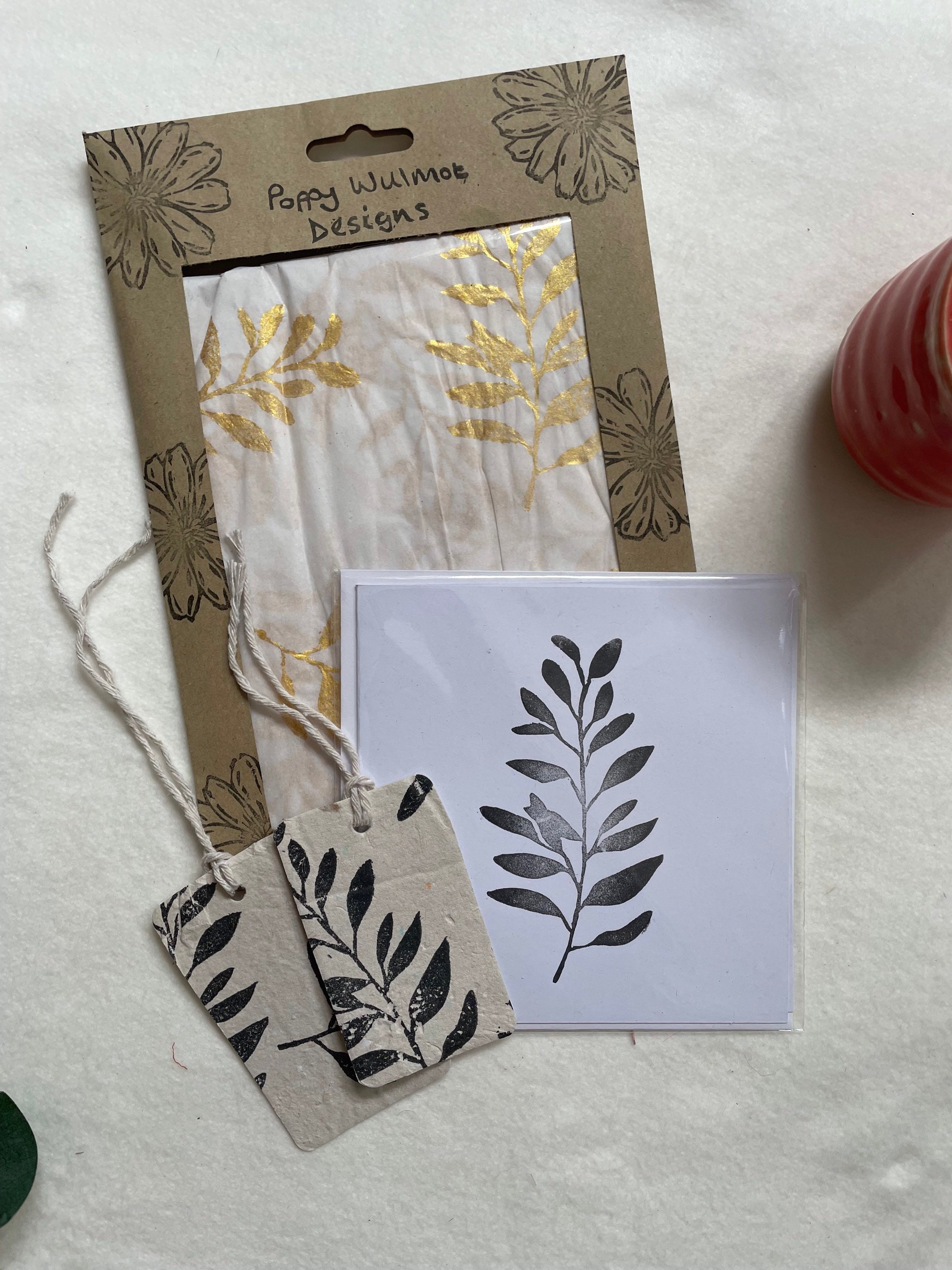 Gift Wrap Set | Card | Tags | Tissue Paper | Olive Leaves - Etsy