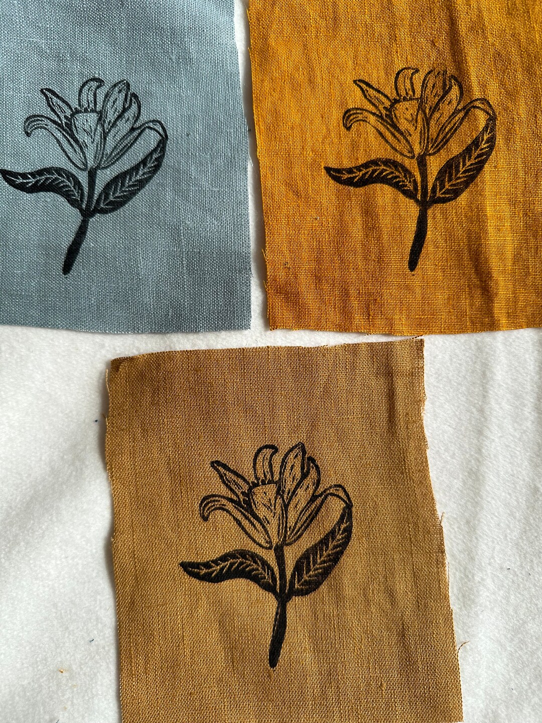 Linen Patches, Lily Lino Print Patches, Fabric Patch, Clothing Patch ...