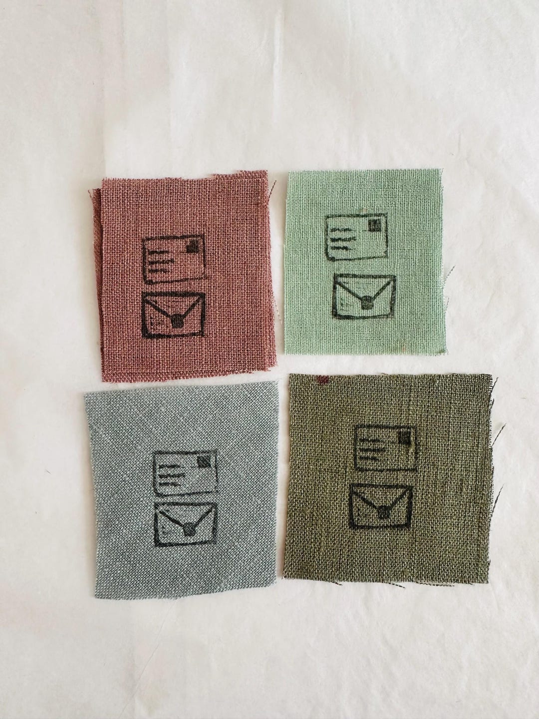 Hand Printed Linen Patches: Letter Lino Print, Textile Crafts (6x4cm ...