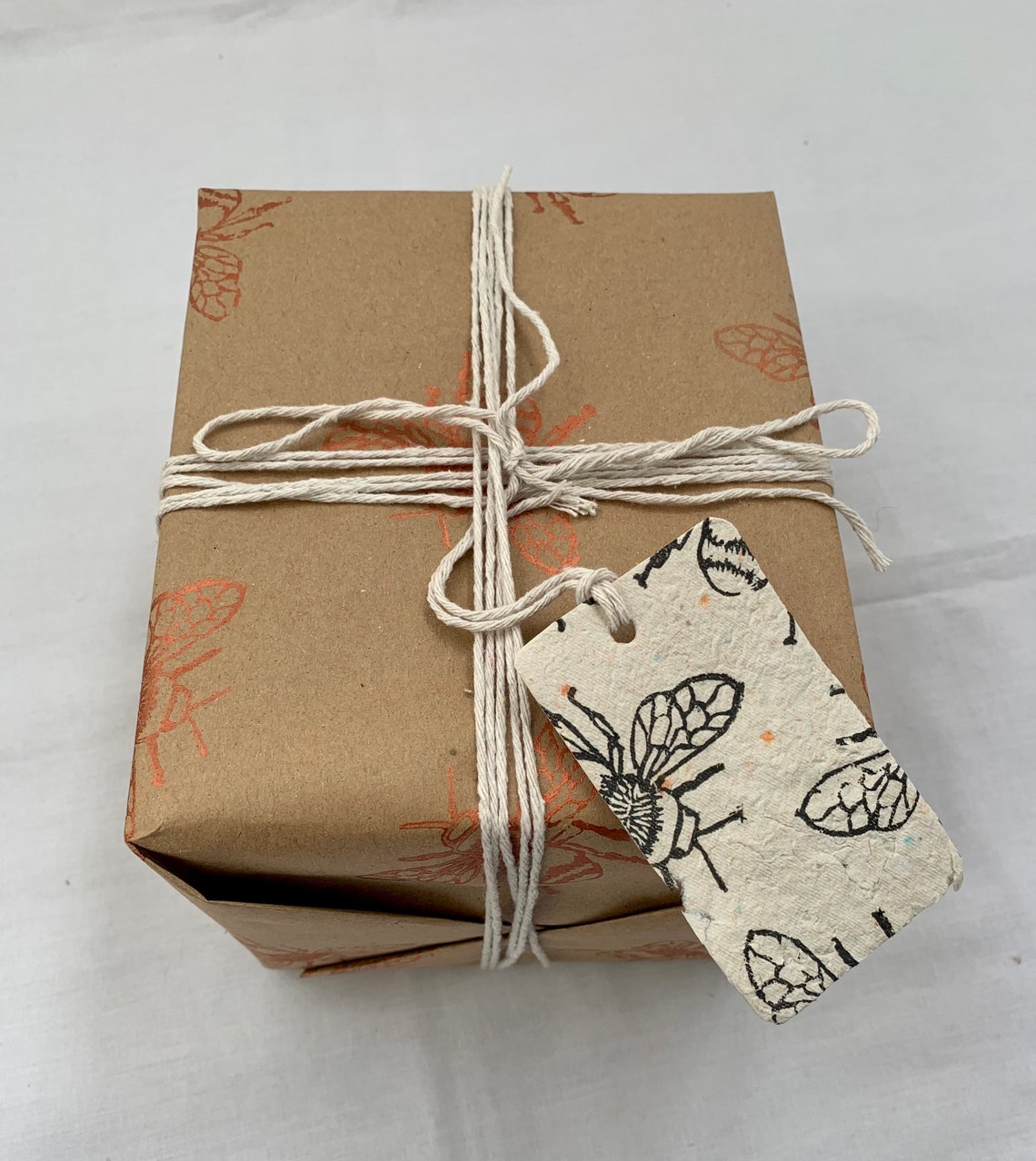 Bee gift wrap handprinted gift wrap wrapping paper luxury | Etsy