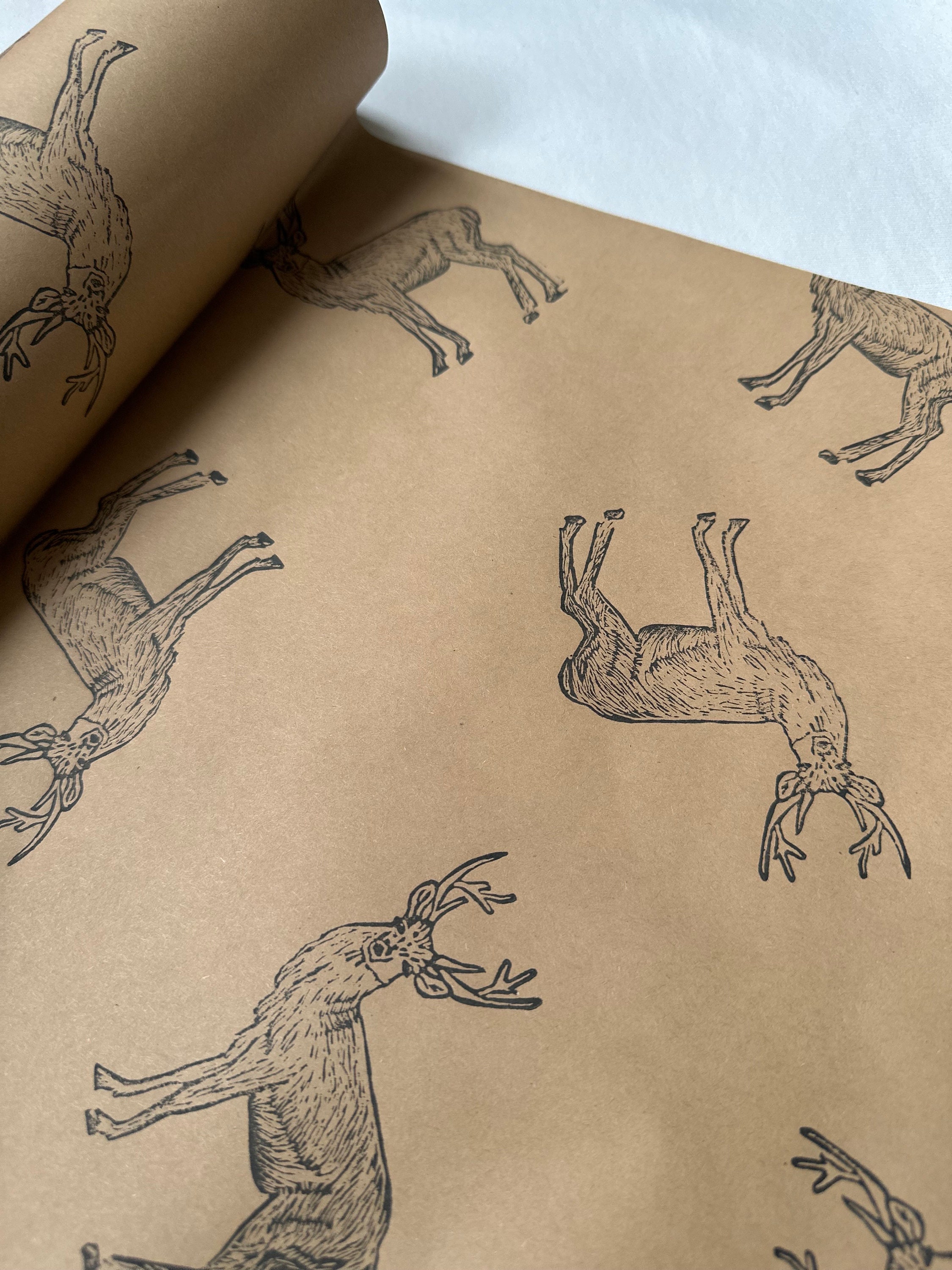 Stag Gift Wrap, Wrapping Paper, Handprinted, Luxury, Christmas Gift ...