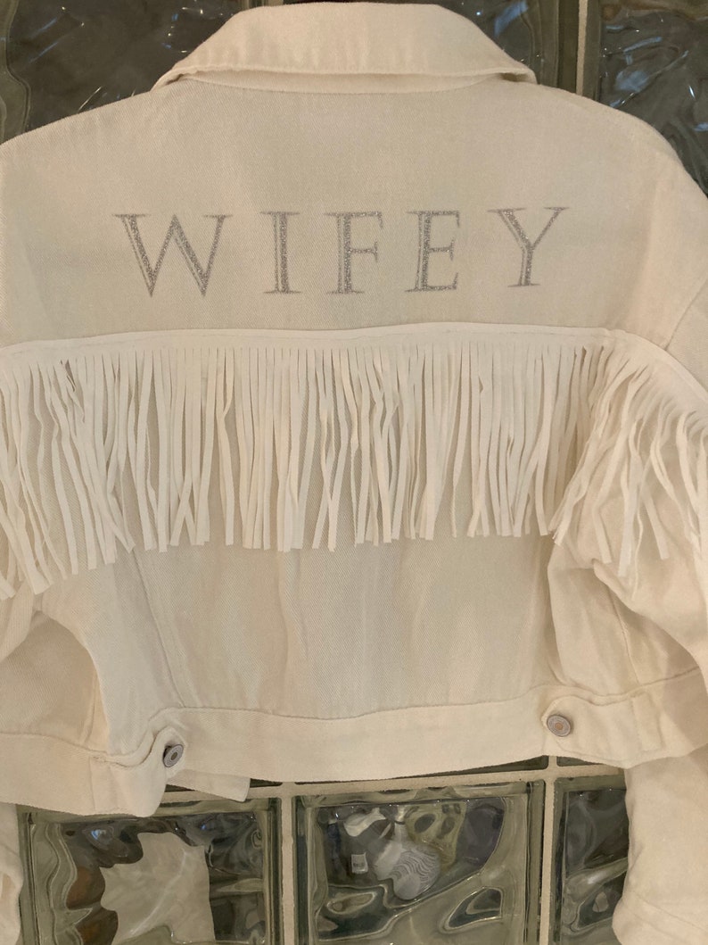 Bride Custom Fringe Denim Jacket White Custom Denim Jacket - Etsy