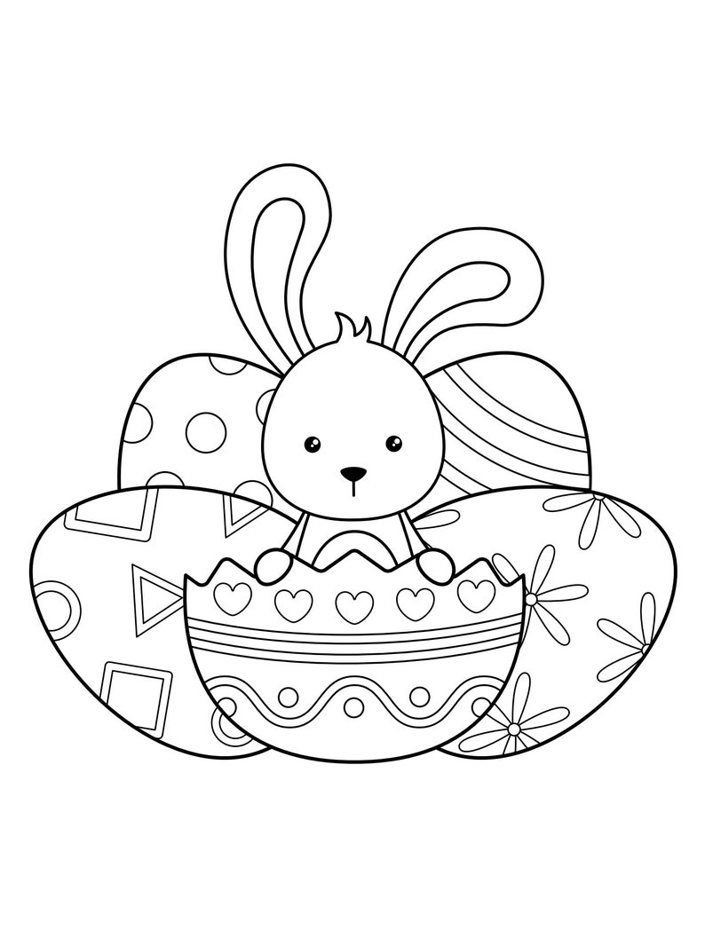 75 Beautiful Digital Easter Bunny and Easter Egg Coloring Pages - Etsy