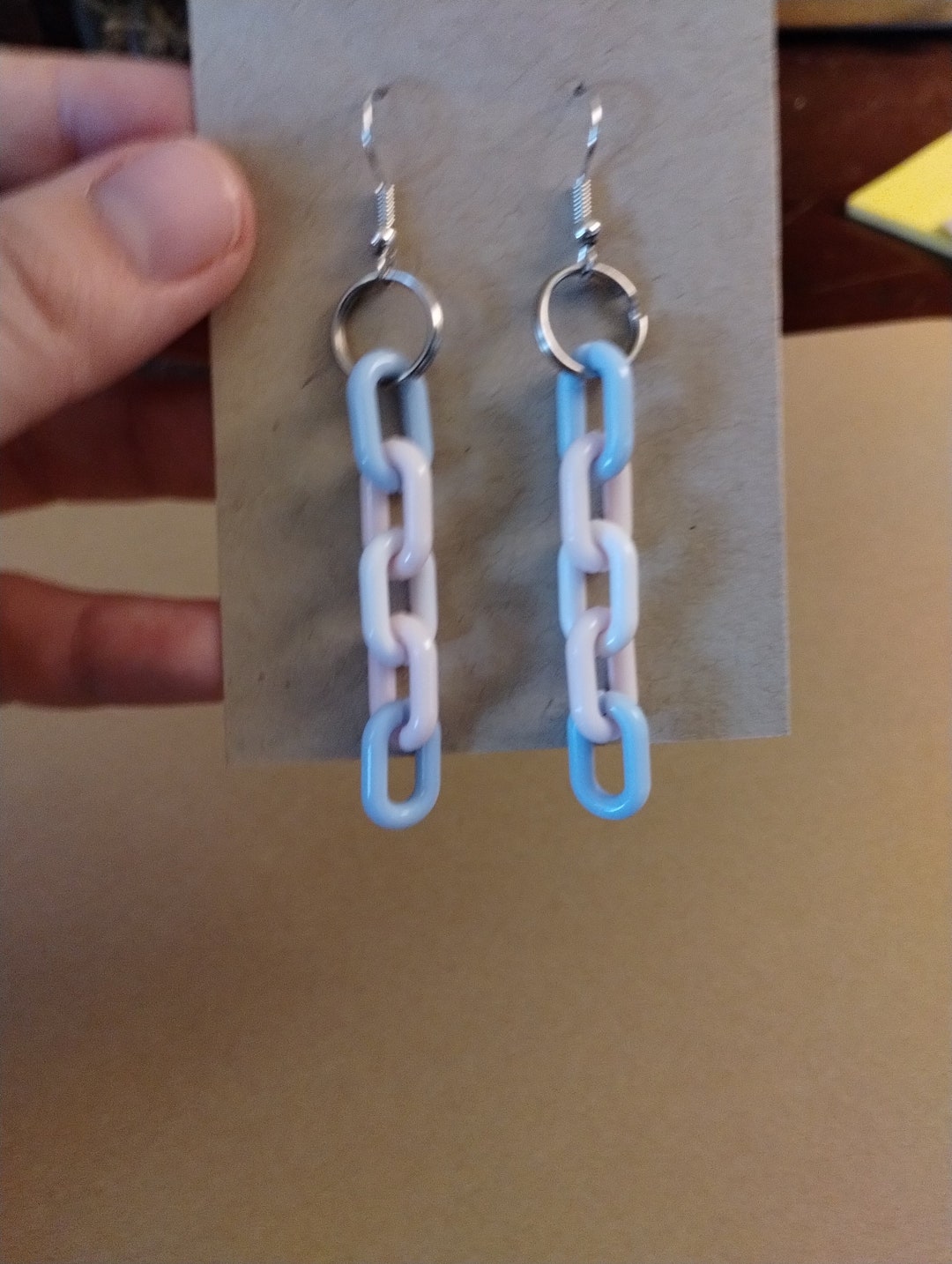 Subtle Trans Flag Chain Link Earrings - Etsy
