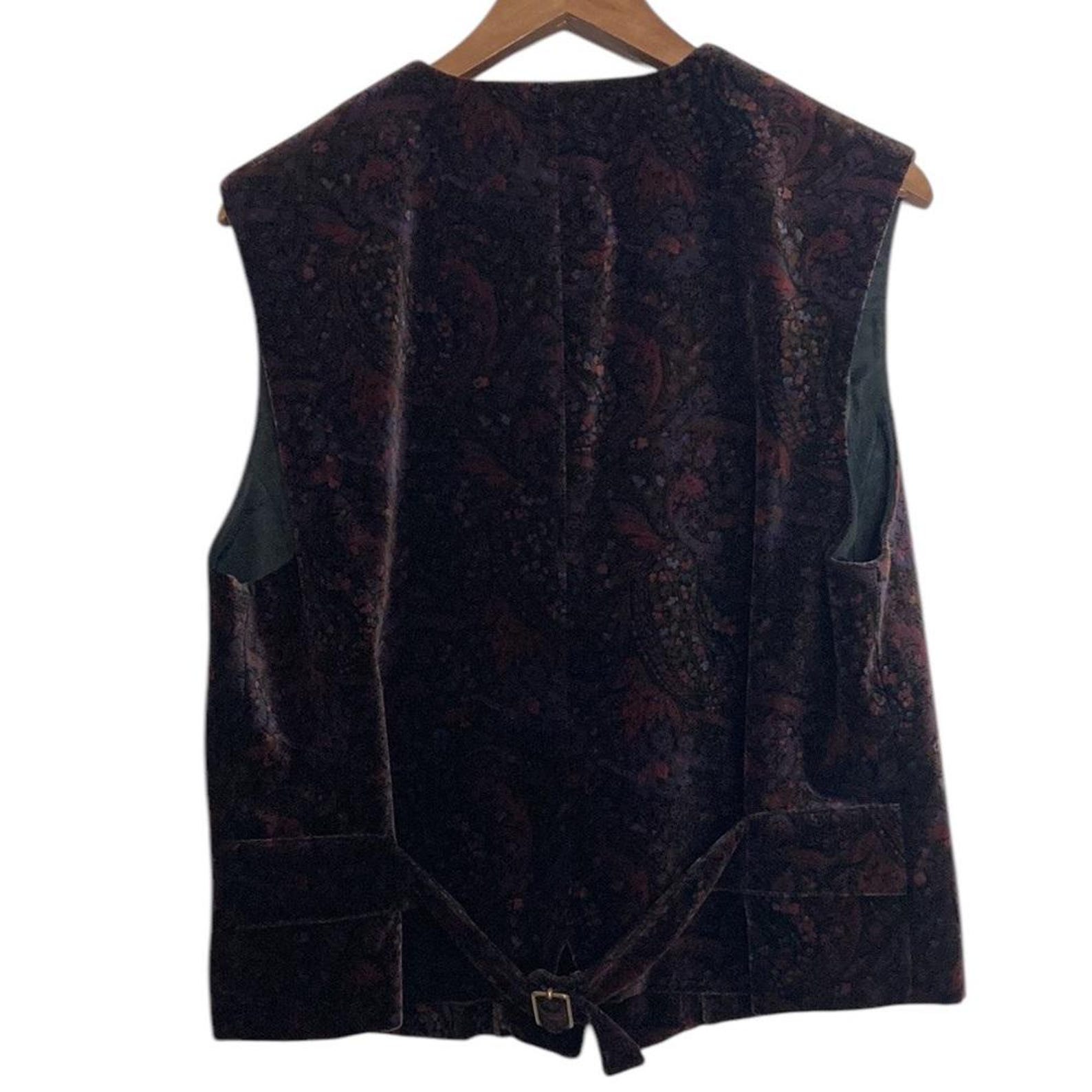 Vintage Velvet Vest Women 16 Red Black Paisley Floral 90s Whimsy Goth ...