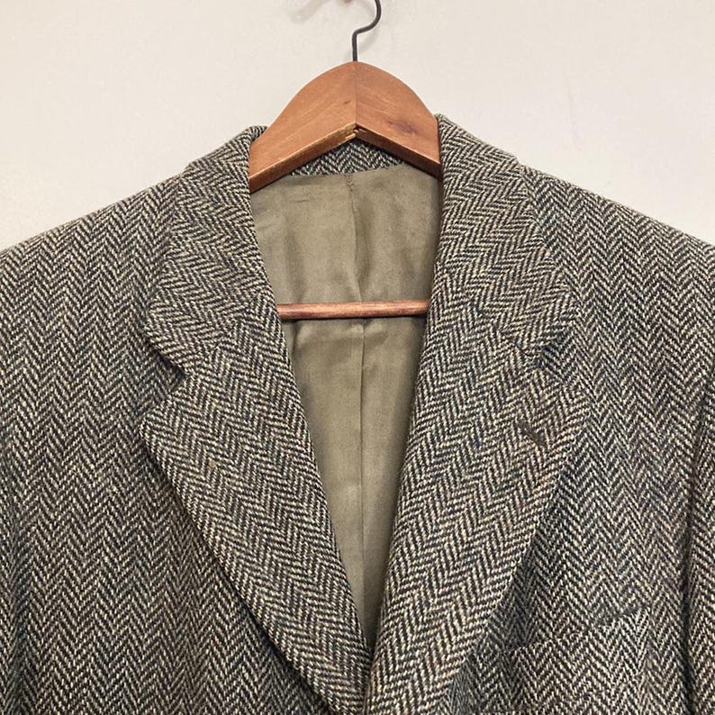 Vintage Harris Tweed Sport Coat Mens 44R Brown Herringbone Wool Blazer Jacket - Etsy