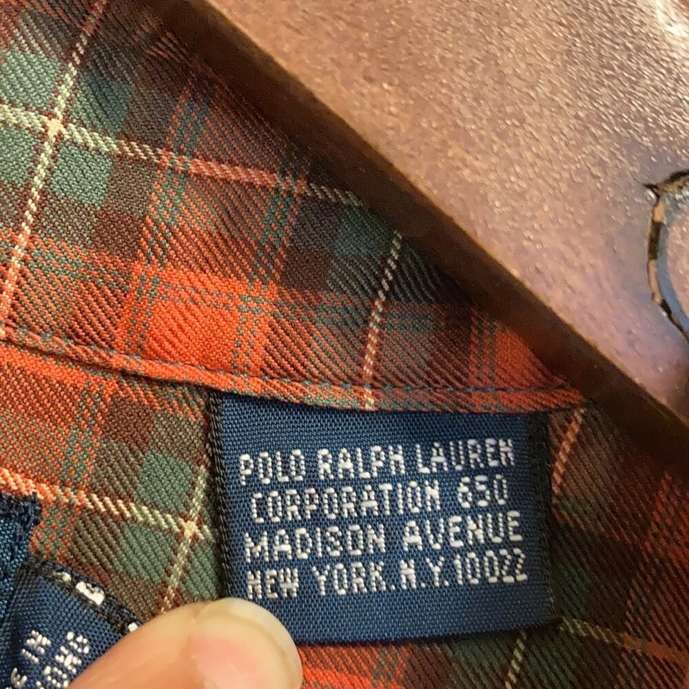 Vintage Polo Ralph Lauren Elbow Patch Red Plaid Cotton Shirt Size Large ...