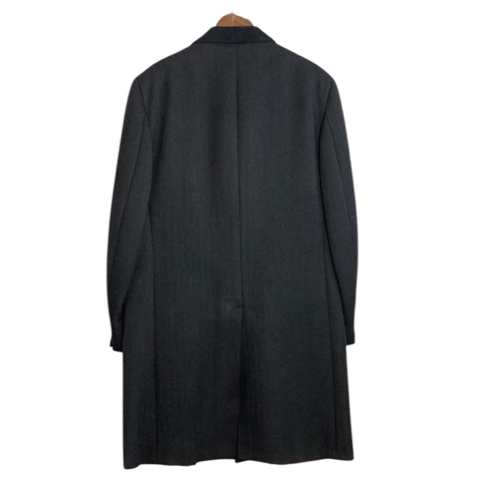 Vintage Crombie Overcoat Mens Large XL Dark Gray Herringbone Wool Retro ...