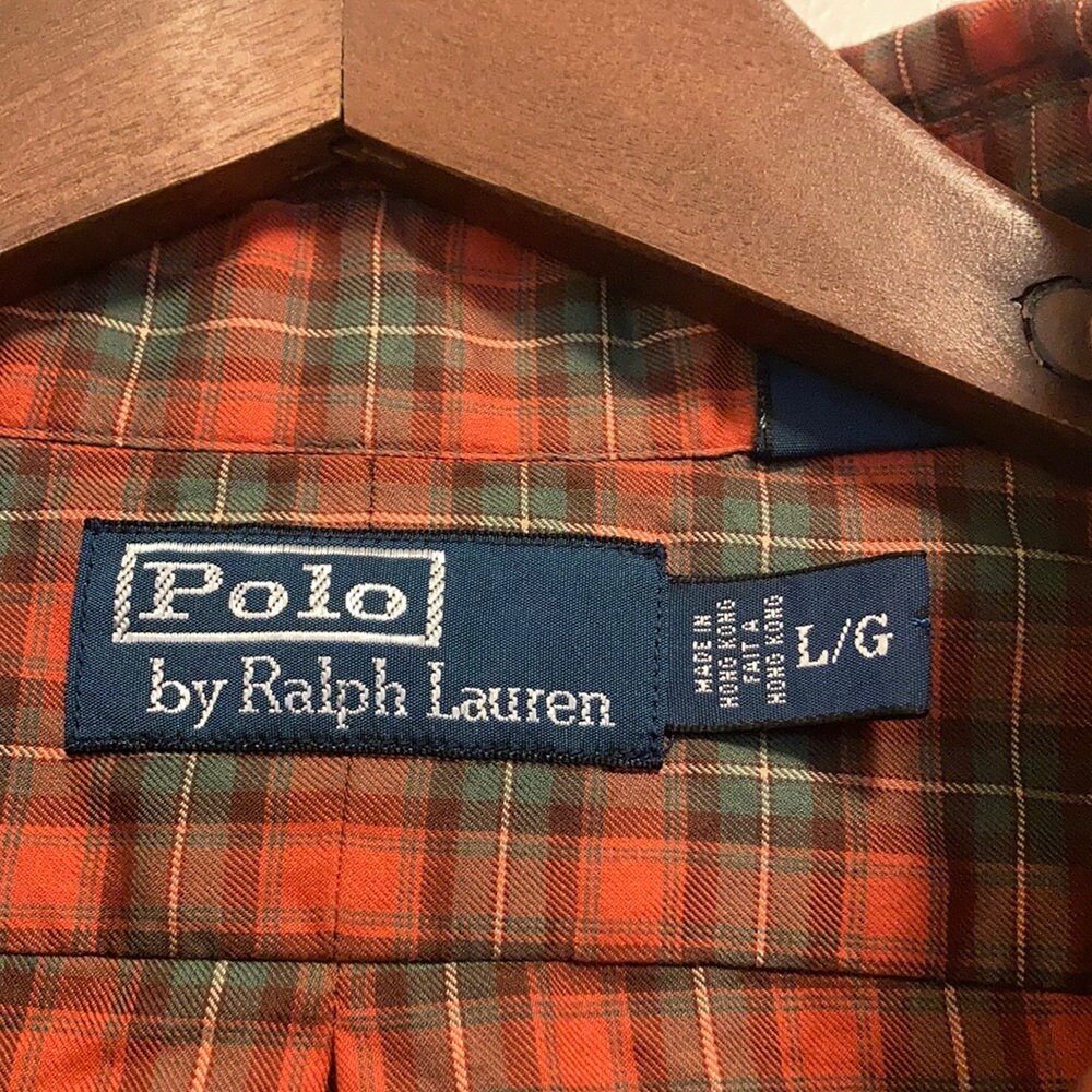 Vintage Polo Ralph Lauren Elbow Patch Red Plaid Cotton Shirt Size Large ...