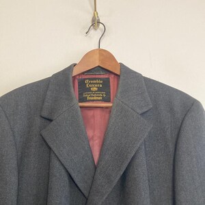 Vintage Crombie Overcoat Mens Large XL Dark Gray Herringbone Wool Retro ...