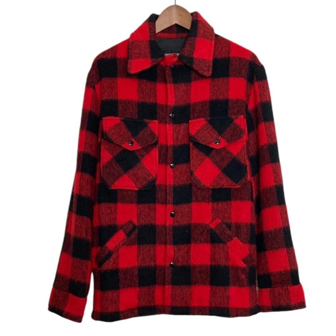 Vintage Shacket Mens Small Red Black Buffalo Plaid Flannel Shirt ...