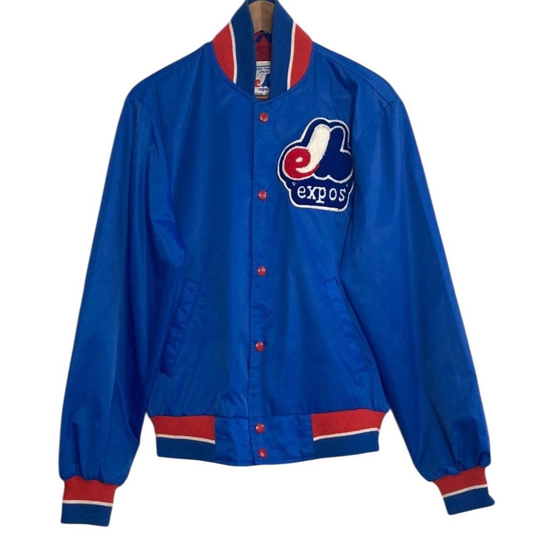 Vintage Montreal Expos Jacket Men Medium Blue Red Baseball Satin Track ...