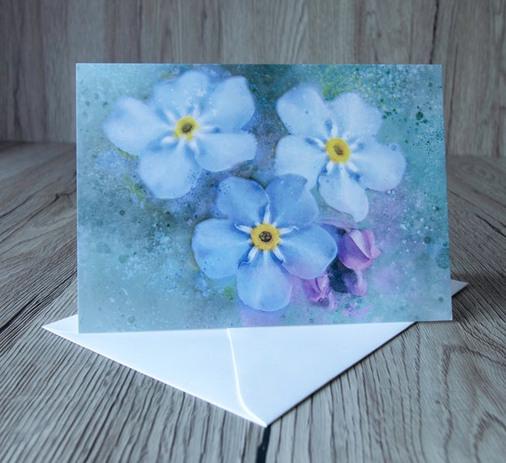 Paper Flowers card Blank card/ Thank you card Watercolour Forget Me ...