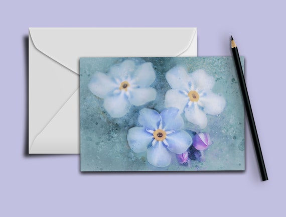 Paper Flowers card Blank card/ Thank you card Watercolour Forget Me ...