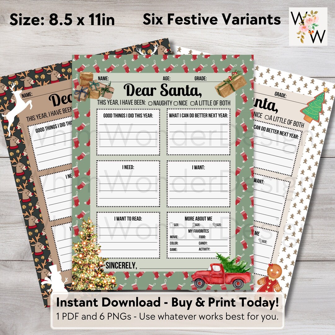 Christmas Wish List for Kids, Christmas Wish List Template, Christmas ...