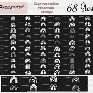 Rainbow Procreate Stamps | 68 Rainbow Procreate Stamps | Boho Doodle ...