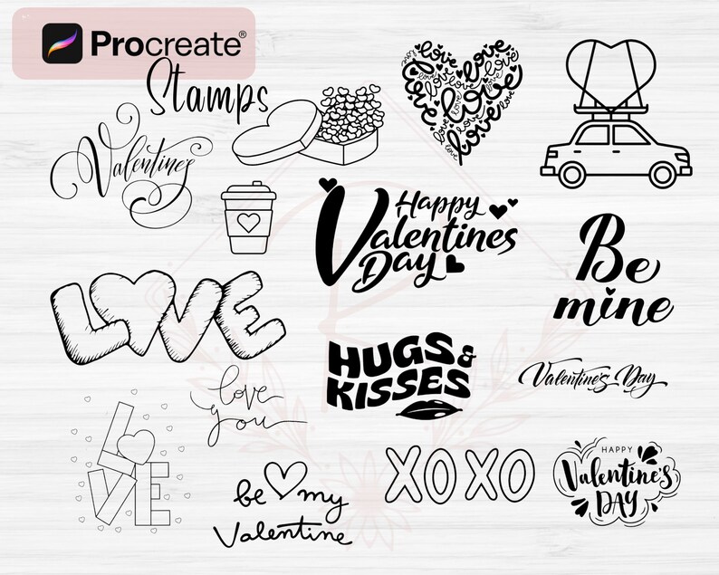 Procreate Brushes | 114 Valentines Day Procreate Stamps | Procreate ...