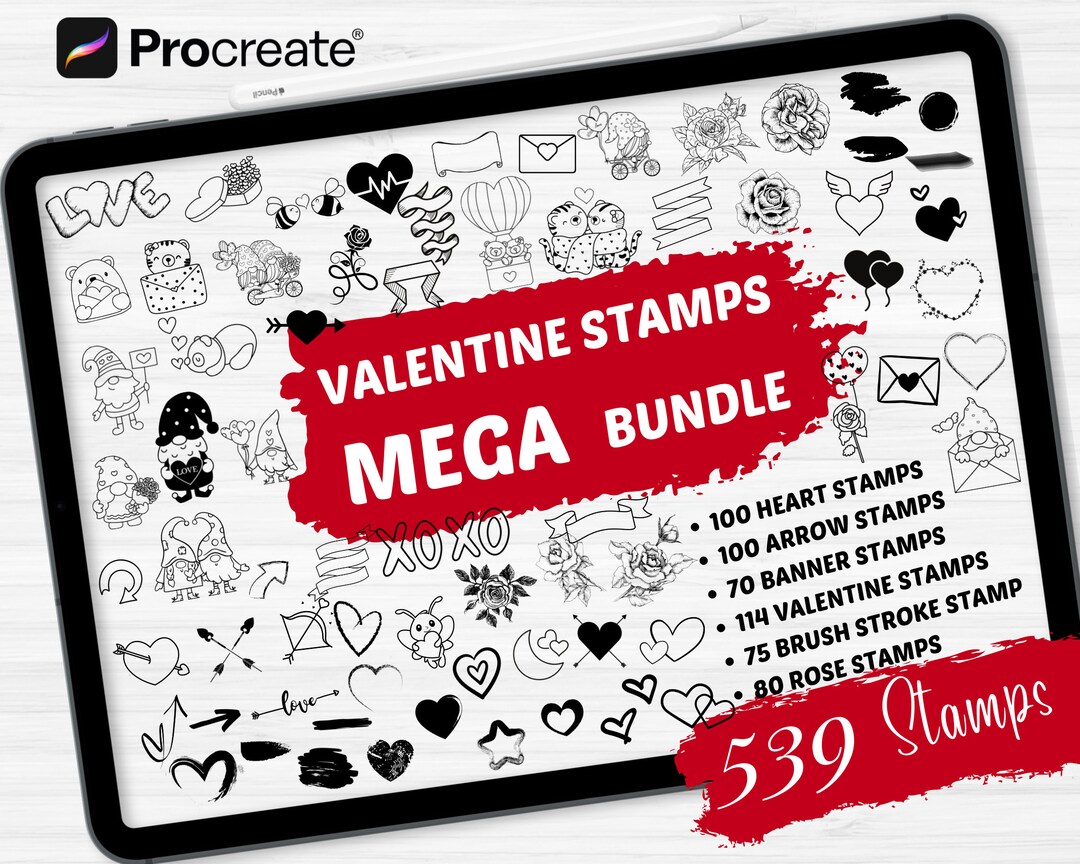 Procreate Brushes | 539 Valentine Mega Bundle of Procreate | Procreate ...