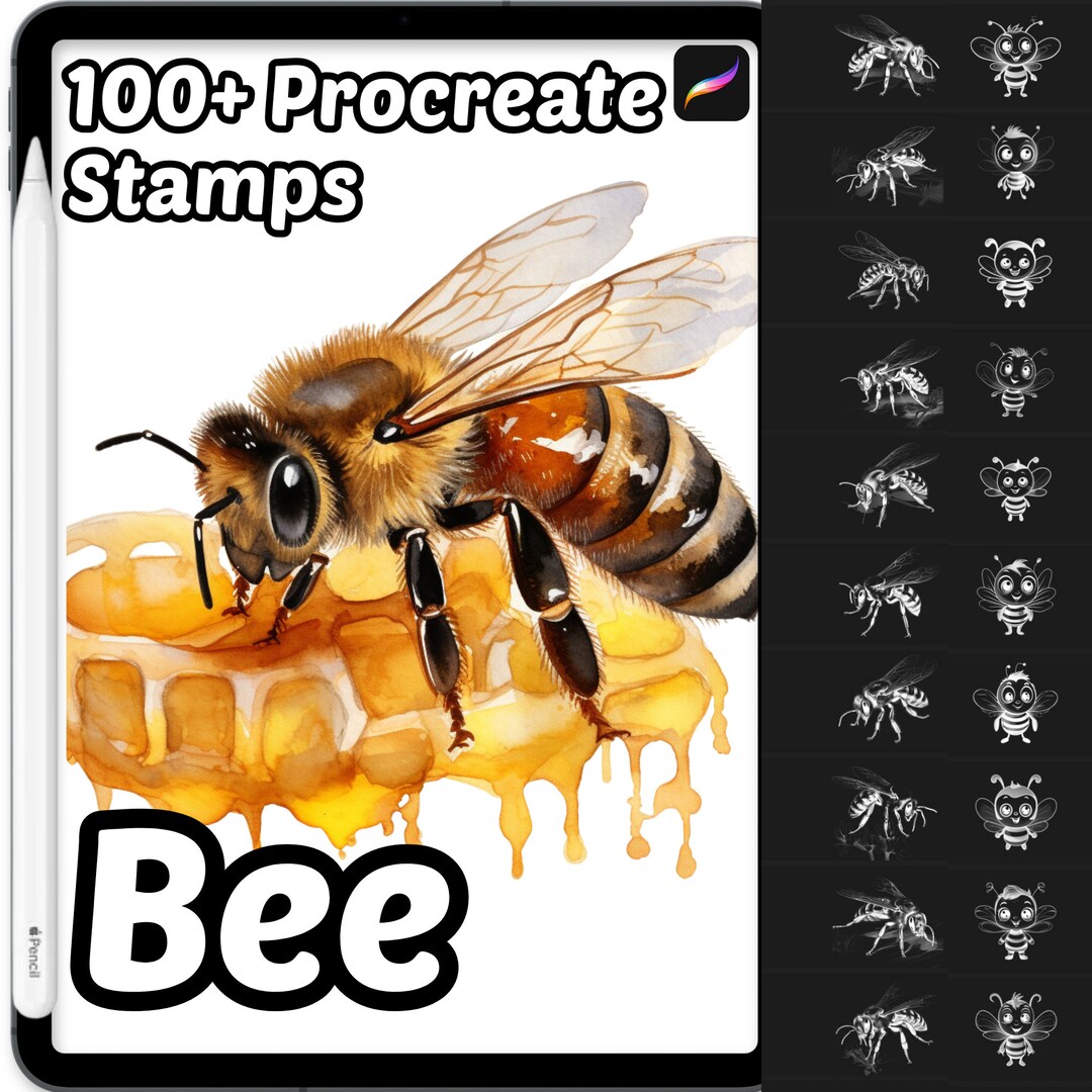 Bee Animal Procreate Stamps | 100+ Bees Procreate Brushes | Procreate ...