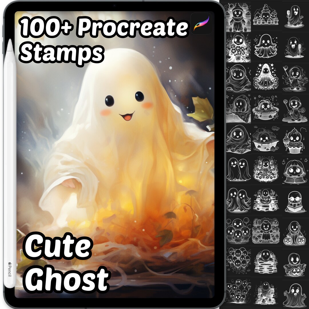 Cute Ghost Procreate Stamps | 100+ Procreate Halloween Stamps | Cute ...