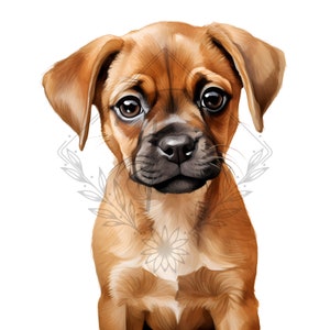 Puggle Dog Breed Clipart | 10 High-quality PNG Watercolor Puggle Dog ...