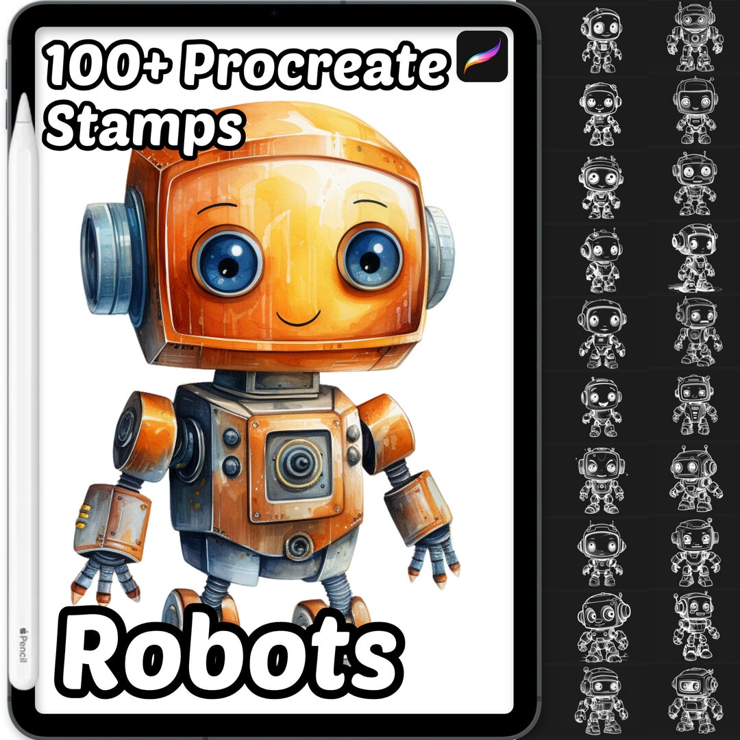 Robots Procreate Stamps | 100+ Procreate Robots Stamps | Science ...