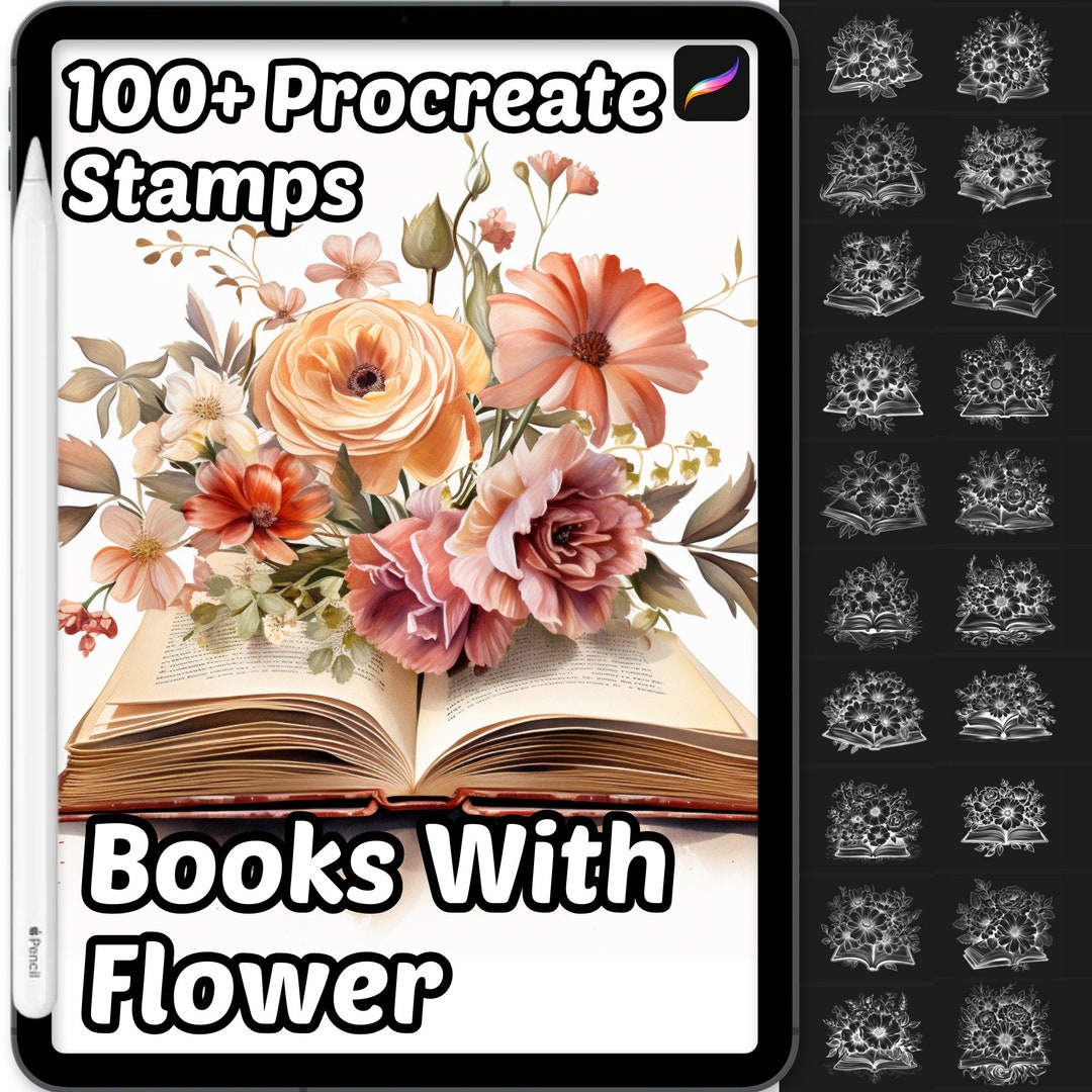 Flower Books Procreate Stamps | 100+ Procreate Books Stamps | Books ...