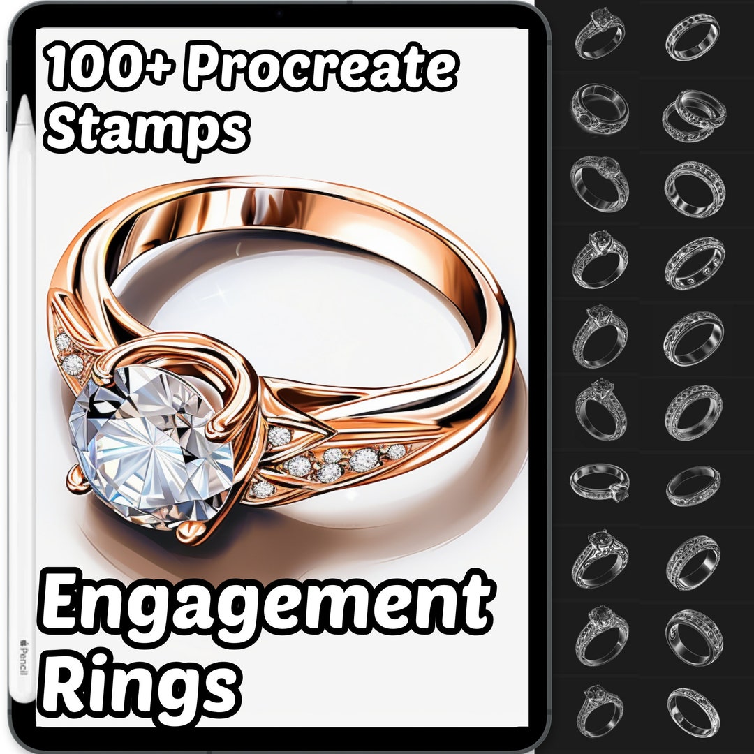 Engagement Rings Procreate Brushes | 100+ Procreate Jewelry Ring Stamps ...