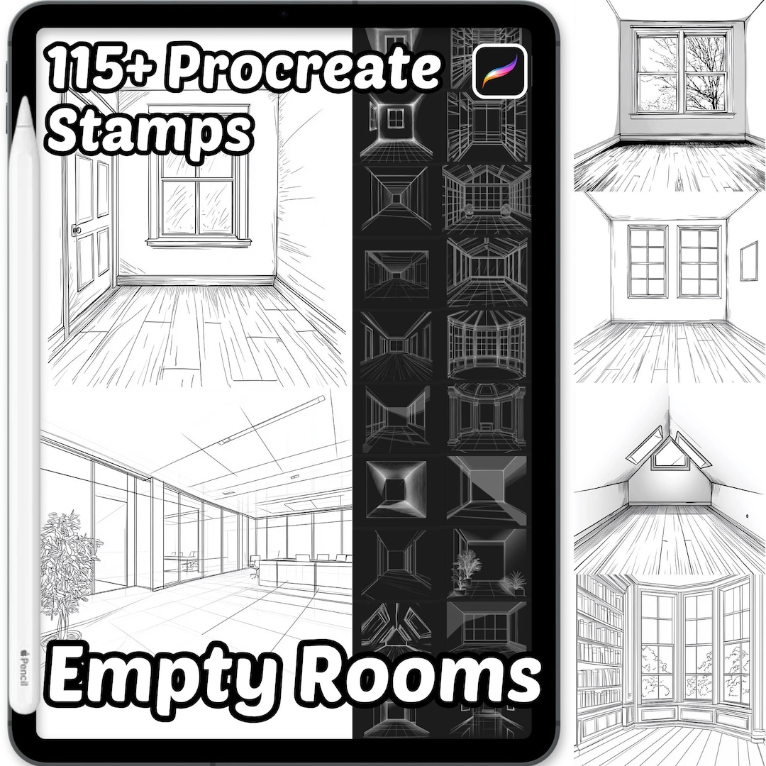 Empty Rooms Procreate Stamps | 100+ Procreate House Rooms Stamps ...