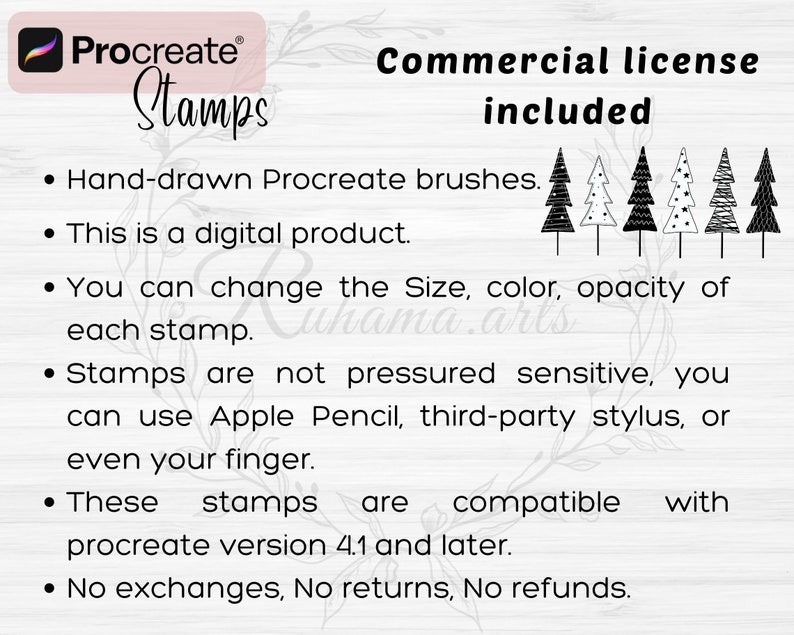 Christmas Tree Procreate Stamps |62 Procreate Christmas Trees Brushes ...