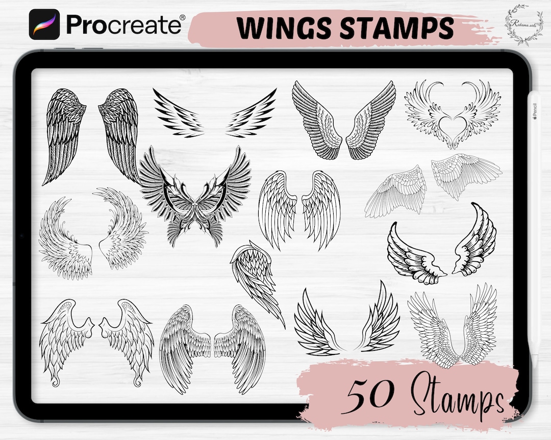 Procreate Wings Stamps | 100 Wings Stamps for Procreate| Angel Wings ...