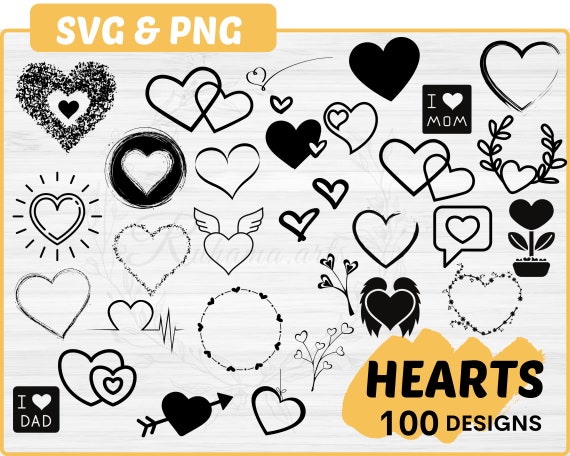 Heart Svg Bundle 100 Hand Drawn Heart Svg Bundle Heart Svg | Etsy