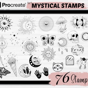 Mystical Procreate Stamps Mega Bundle | 591 Celestial Procreate Stamps ...
