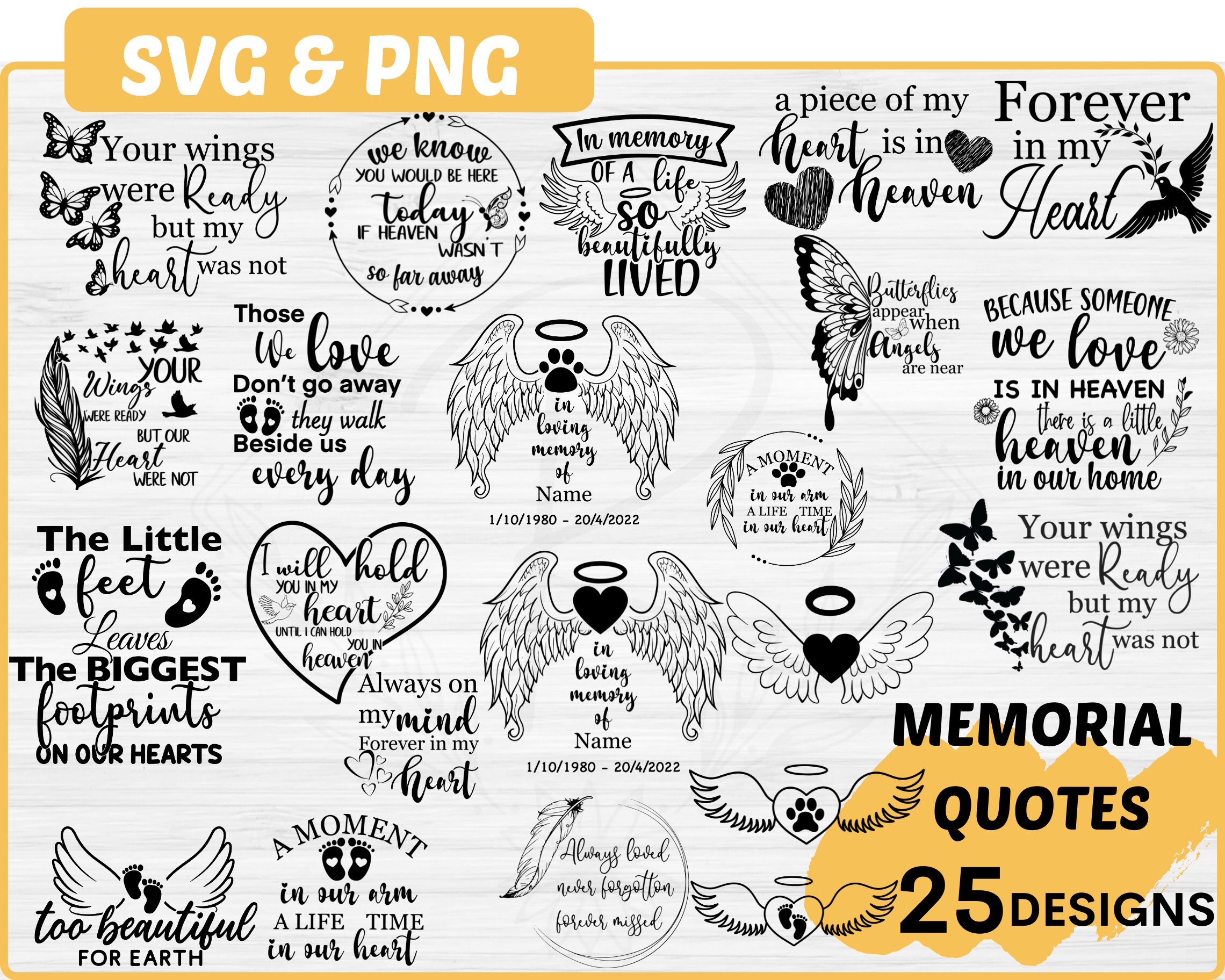 Memorial Svg Bundle | Memorial Quotes Svg | Rest in Peace SVG | Your ...