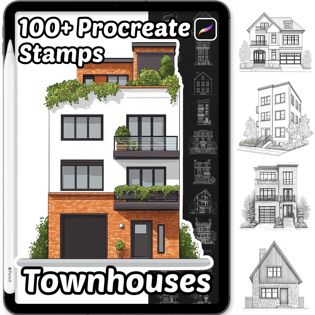 Townhouses Background Procreate Brushes | 100+ Procreate Townhouses ...