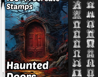 Procreate Spooky Doors Stamps | 100+ Haunted Doors Procreate Brushes ...