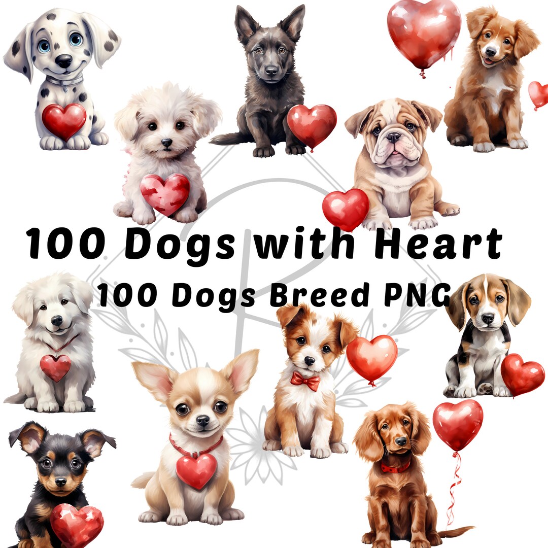 Valentine Dogs Breed Clipart | 100 High-quality PNG Watercolor Dogs ...