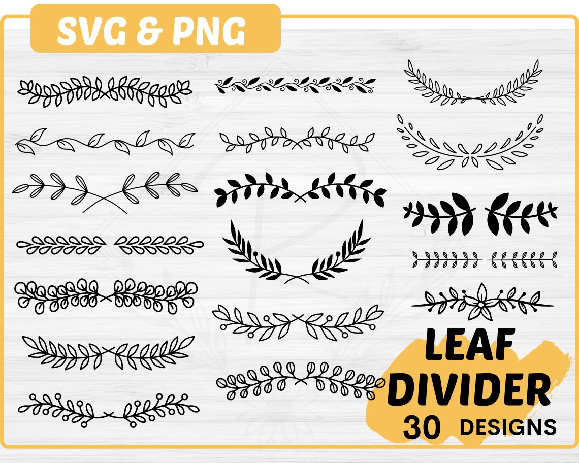 Greenery Leaf Divider Svg Bundle 30 Decorative Boarder Svg | Etsy