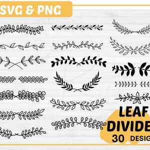 Greenery Leaf Divider Svg Bundle | 30 Decorative Boarder Svg | Leaves ...