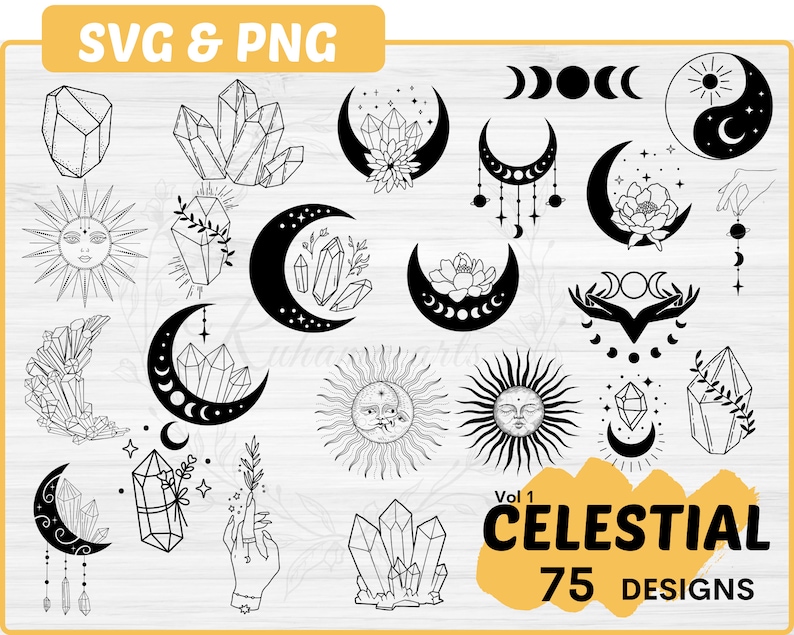 Celestial Svg Bundle 75 Crystal Svg Bundle Mystical Svg - Etsy