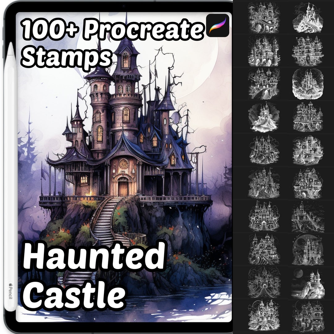 Haunted Castle Procreate Stamps | 100+ Procreate Halloween Stamps ...