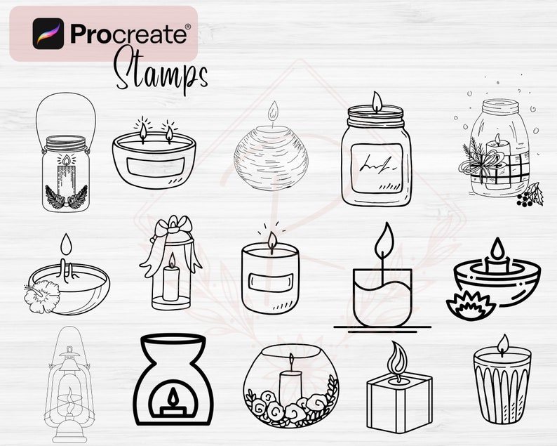 Procreate Stamps | 100 Candle Procreate Brushes | Procreate Doodle ...