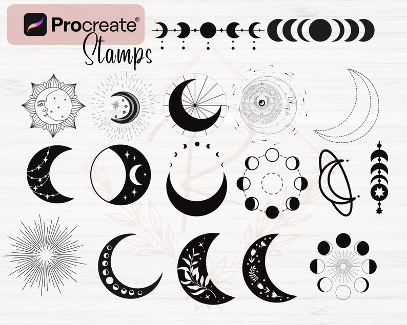 Sun and Moon Procreate Stamps 85 Mystical Procreate Stamps - Etsy