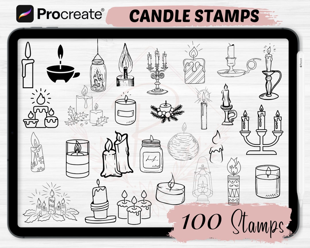 Procreate Stamps | 100 Candle Procreate Brushes | Procreate Doodle ...