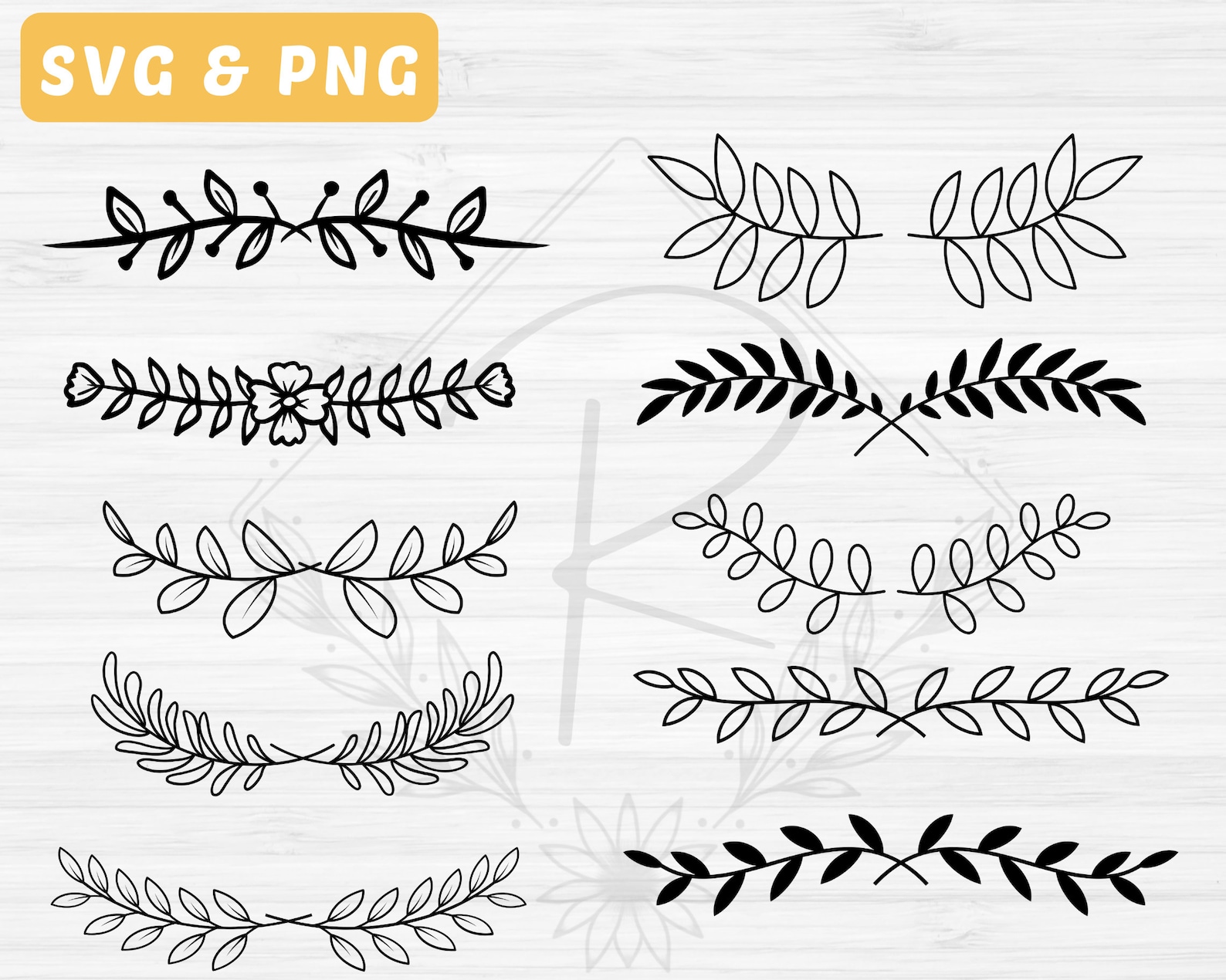 Greenery Leaf Divider Svg Bundle 30 Decorative Boarder Svg | Etsy