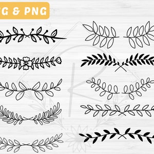 Greenery Leaf Divider Svg Bundle | 30 Decorative Boarder Svg | Leaves ...