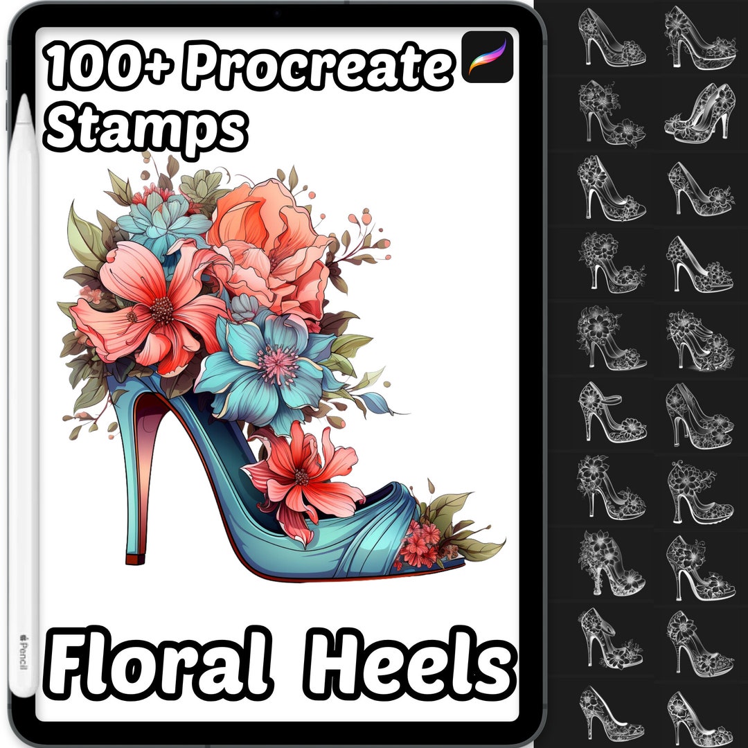Heels Procreate Brushes | 100+ Procreate Cute Floral Heels Stamps ...