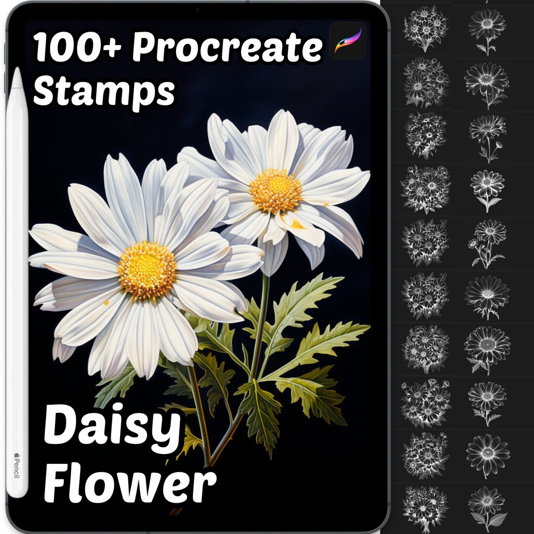Daisy Flower Procreate Stamps | 100+ Procreate Floral Stamps ...