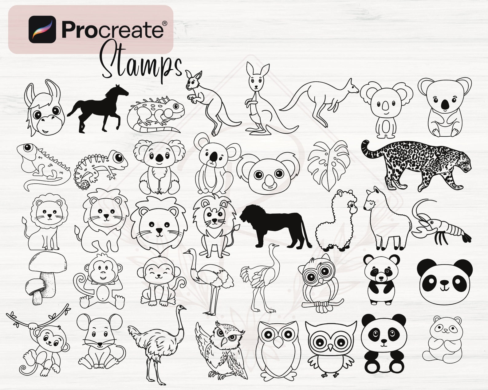 Animals Procreate Stamps 210 Animal Procreate Brushes - Etsy