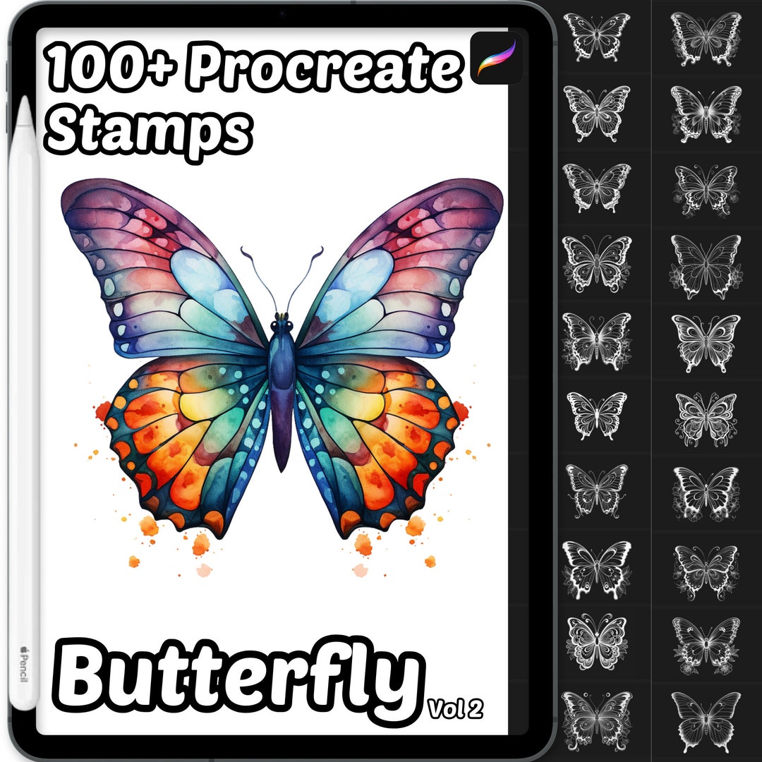 Butterfly Procreate Stamps | 100+ Cute Butterflies Animal Procreate ...